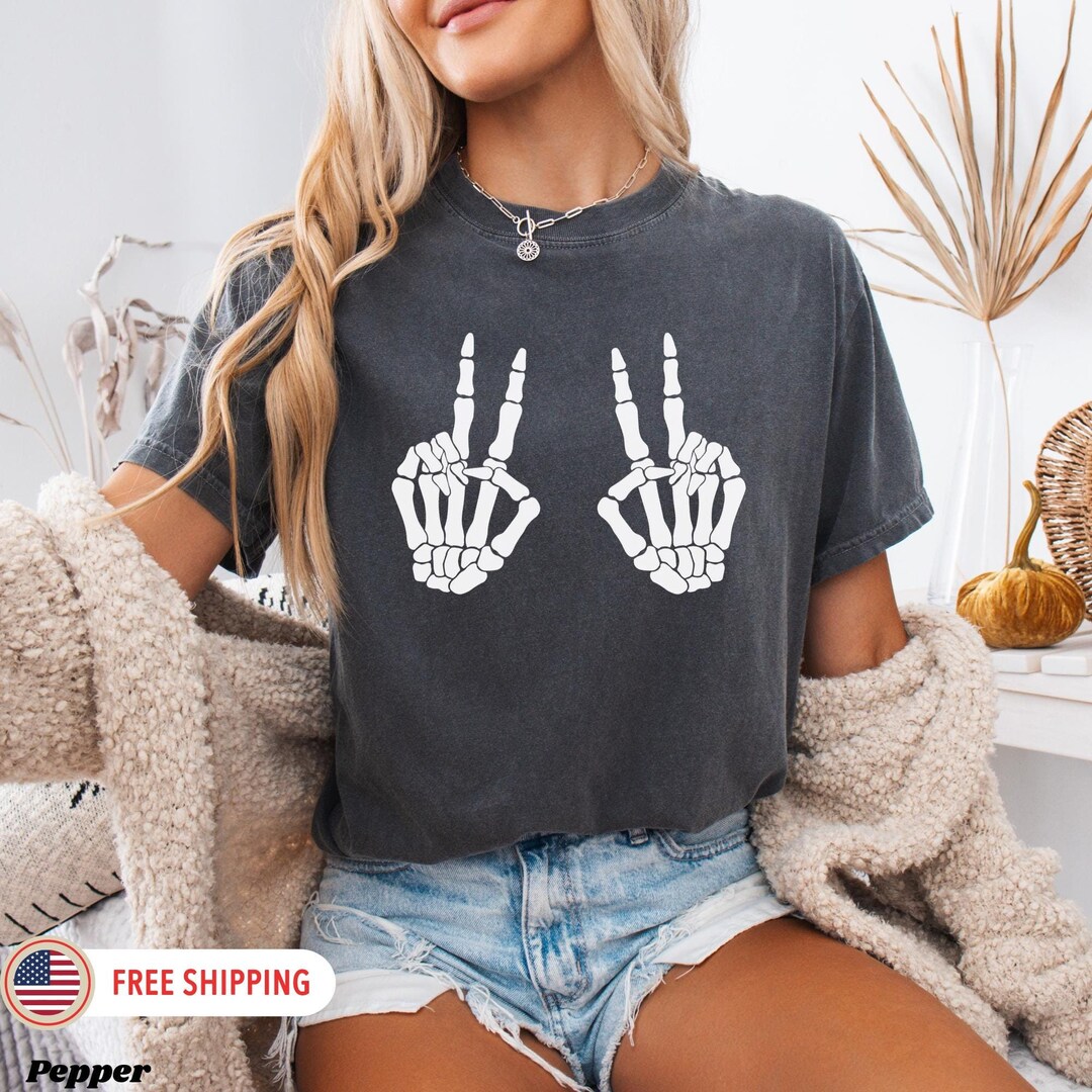 Skeleton Hand T-shirt, Skeleton Shirt, Halloween Skeleton Shirt ...