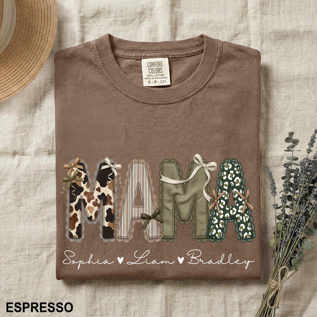 Custom Mama Faux Patchwork Shirt With Kids Names, Personalized ...