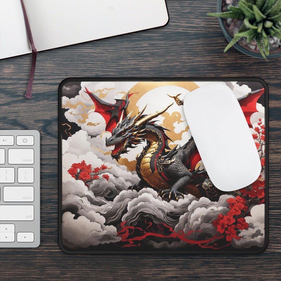 Red & Gold Chinese Dragon Gaming Mouse Pad - Etsy
