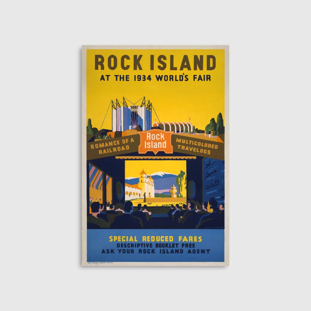 Chicago Rock Island Vintage Poster Digital Travel Decor Wall Art - Etsy