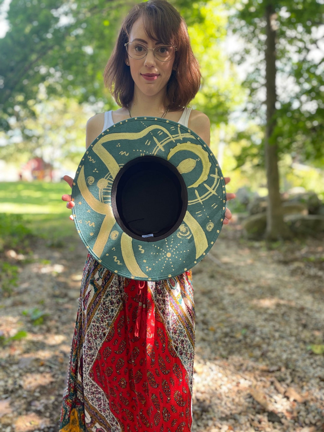 Wide Brim Spanish Bolero Hat, Gaucho Hat, Wide Brim Fedora Hand Painted ...