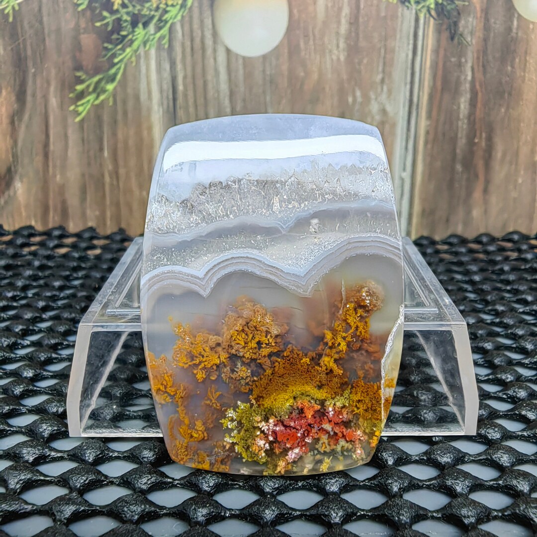 Flower Scenic MOOS AGATE Druzy SIZE 36x26x4.8mm Agate Crystal Gift for ...