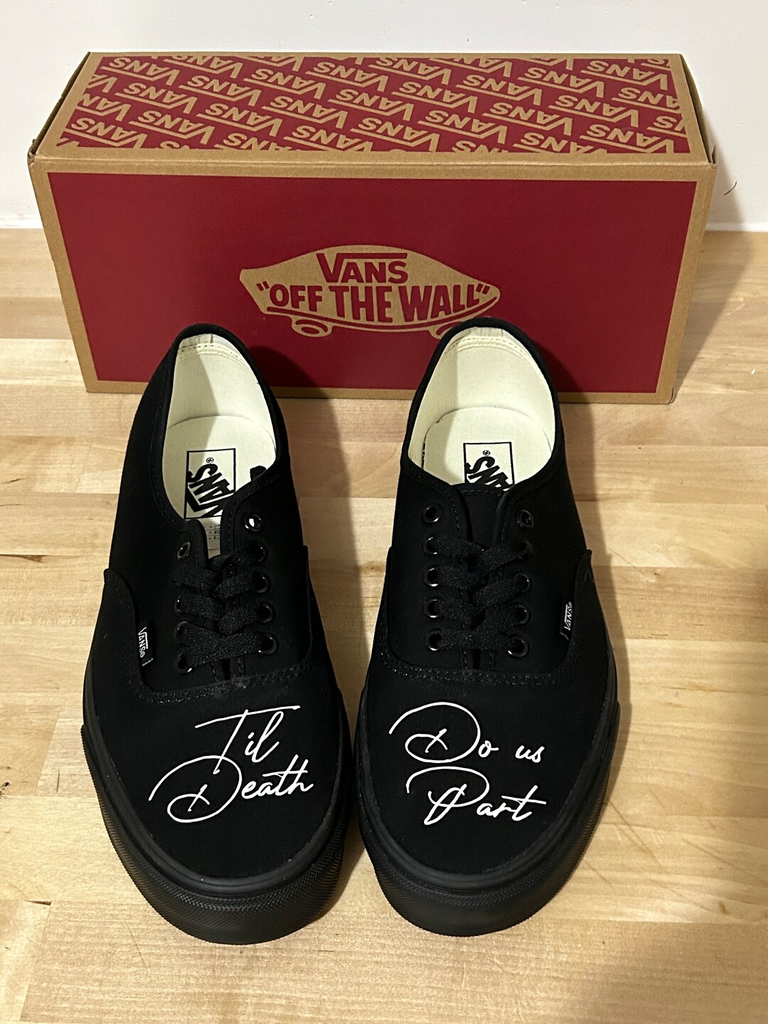 Groom “til Death Do Us Part” Custom Wedding Vans | Gothic Black Wedding ...