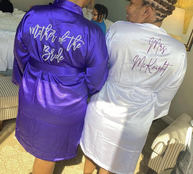 Luxurious Satin Robes Personalized Bridal Party Robes Wedding Day ...