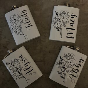 Birth Flower Personalized Flasks Bachelorette Party Gift Flasks - Etsy
