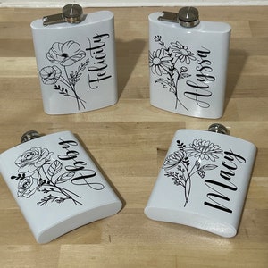 Birth Flower Personalized Flasks Bachelorette Party Gift Flasks - Etsy