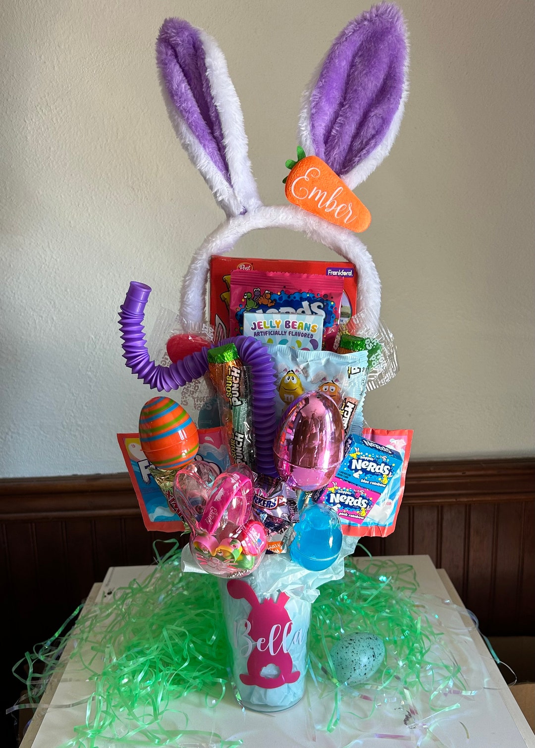 Kids Pre-filled Easter Basket/toy and Candy Bouquet in Personalized ...