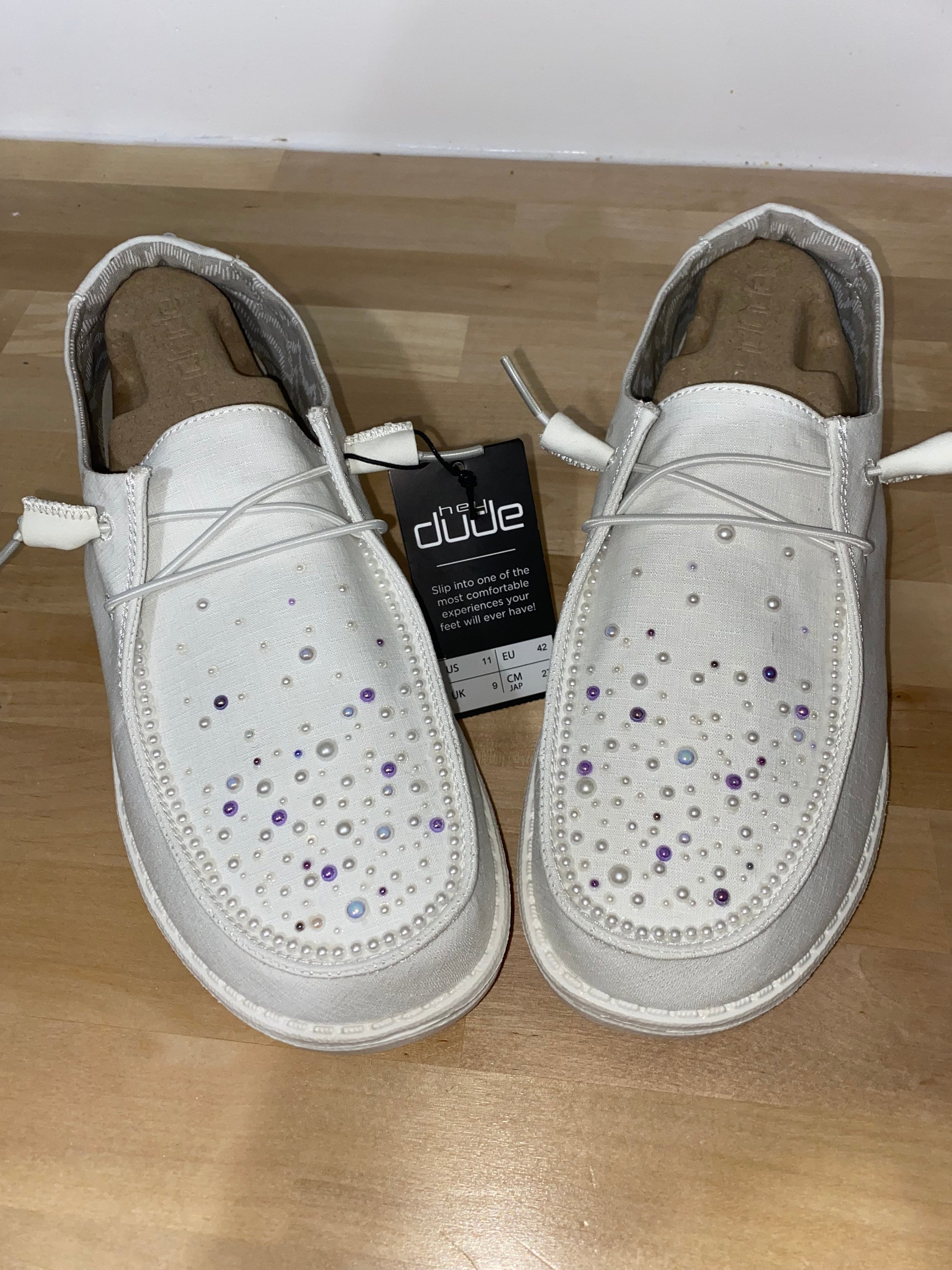 Pearl Hey Dude Wedding Day Shoes Custom Hey Dude Wedding - Etsy