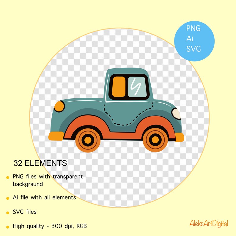 Cars Bundle PNG, Children's Transport Clip Art SVG Digital Images High ...