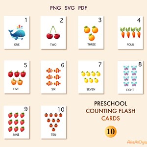 Nature Number Flash Cards 1-10: Montessori Homeschool Printable ...