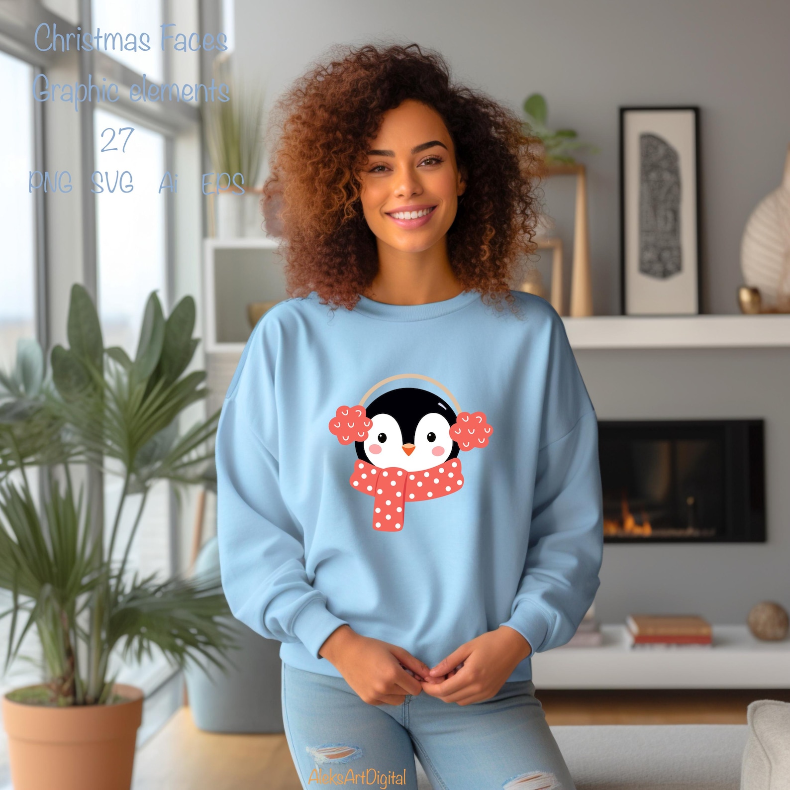 Cute Christmas Animal Faces Clipart SVG, 27 Vector Images of Cartoon ...