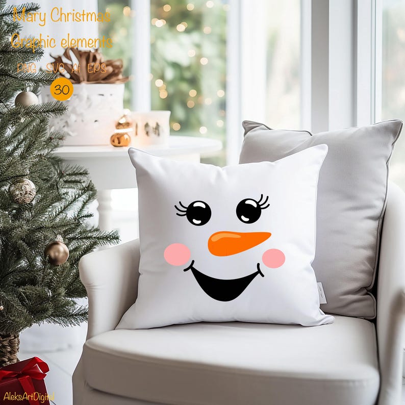 Snowman Face Clipart: Winter Christmas SVG PNG EPS Set (digital ...