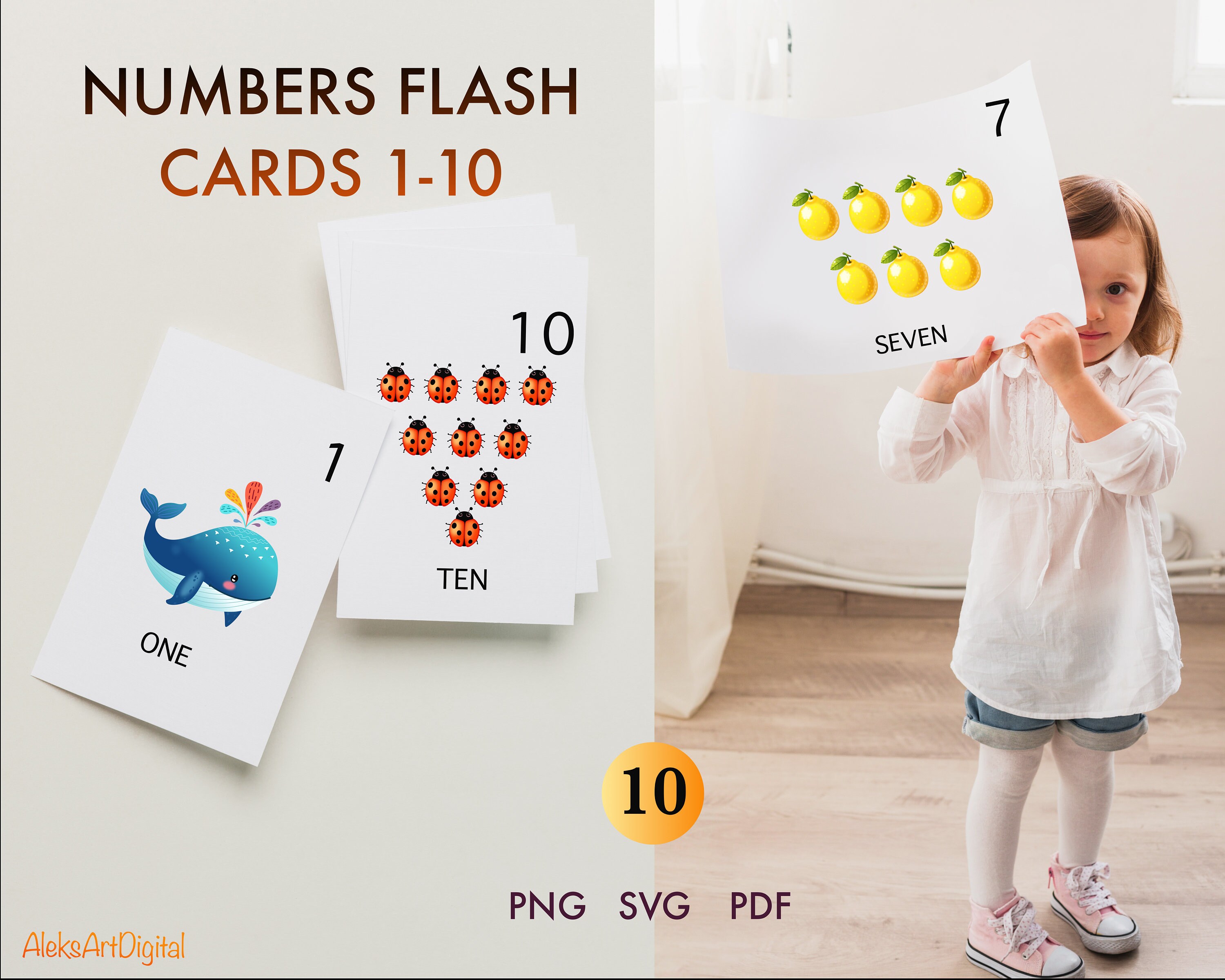 Nature Number Flash Cards 1-10: Montessori Homeschool Printable ...
