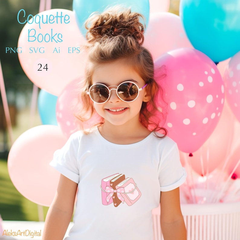 Coquette Books 24 SVG Clipart With Cute Pink Bows PNG Roses Pearl Beads ...