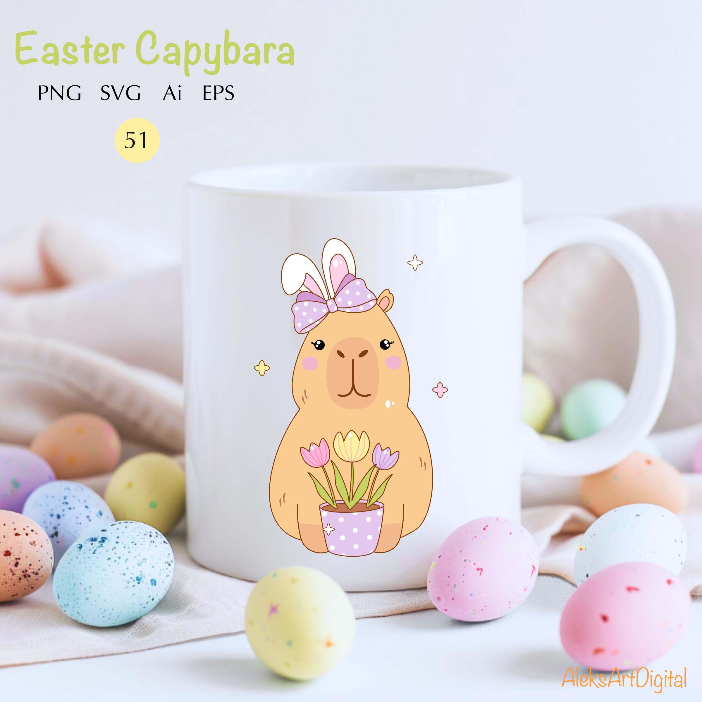 Easter Capybara 51 SVG Clipart Retro Groovy Spring Cute Kawaii Capybara ...