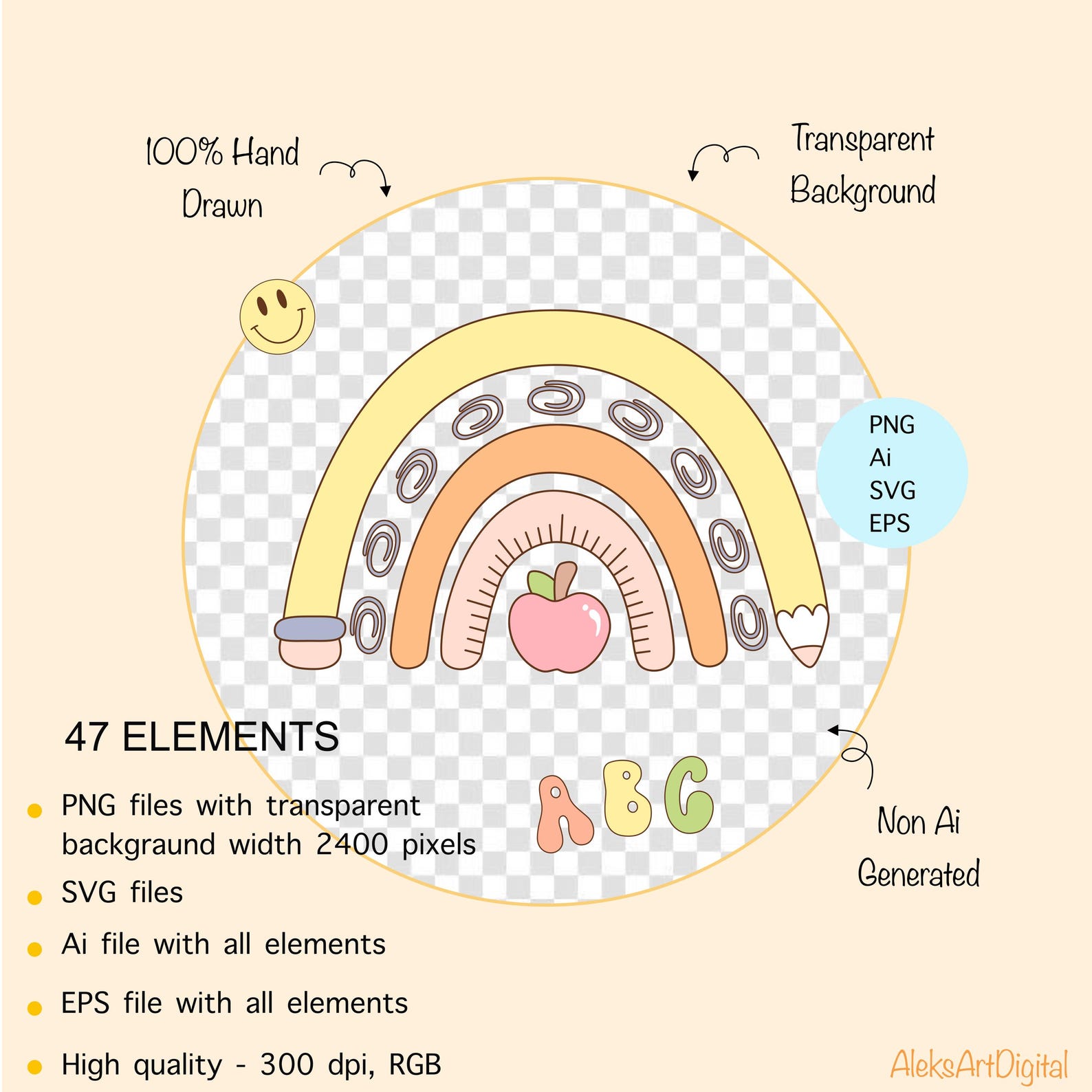 School Supplies Pastel 47 SVG Clipart Kids School Design Art Education ...