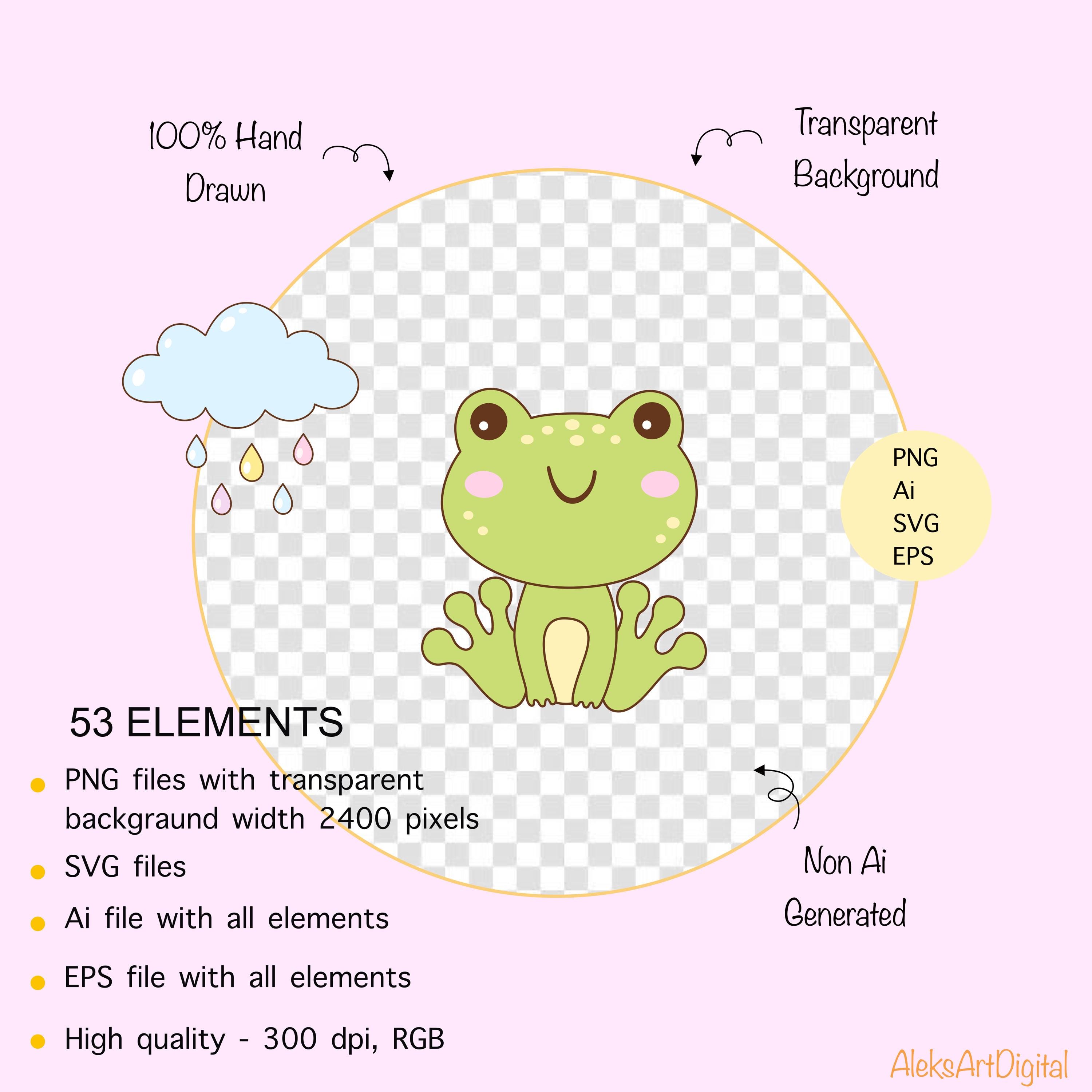 Spring Animals Clipart, Frog, Flowers, Insects (png, Svg, Ai, Eps) - Etsy