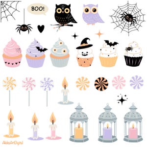 Halloween Pastel Bundle SVG, Cute Halloween Clipart in Soft Pastel ...
