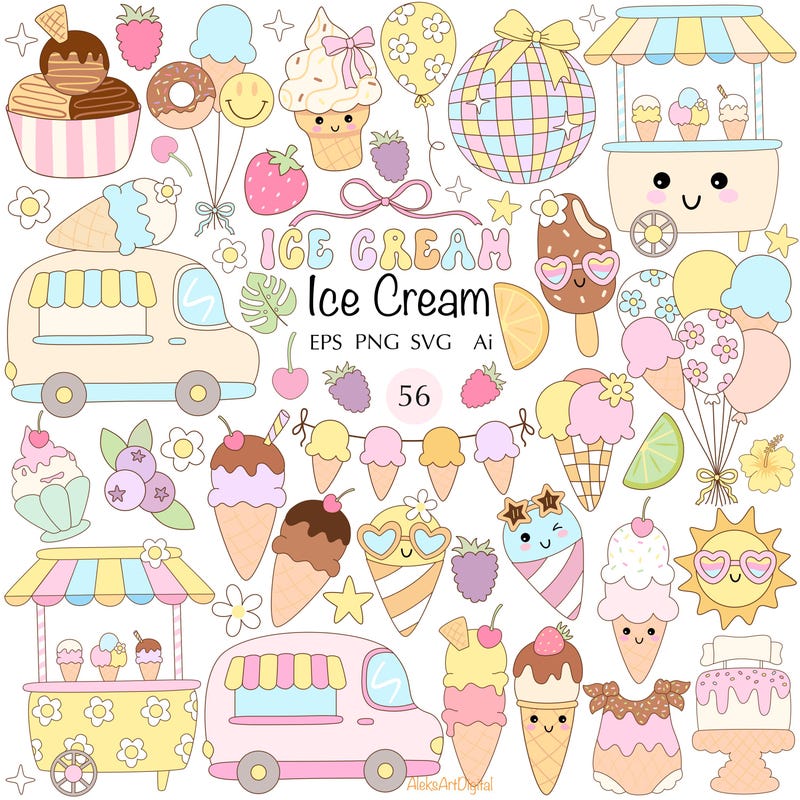 Ice Cream Truck Clipart - Etsy