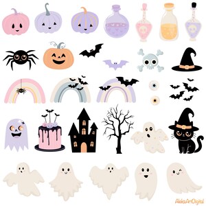 Halloween Pastel Bundle SVG, Cute Halloween Clipart in Soft Pastel ...