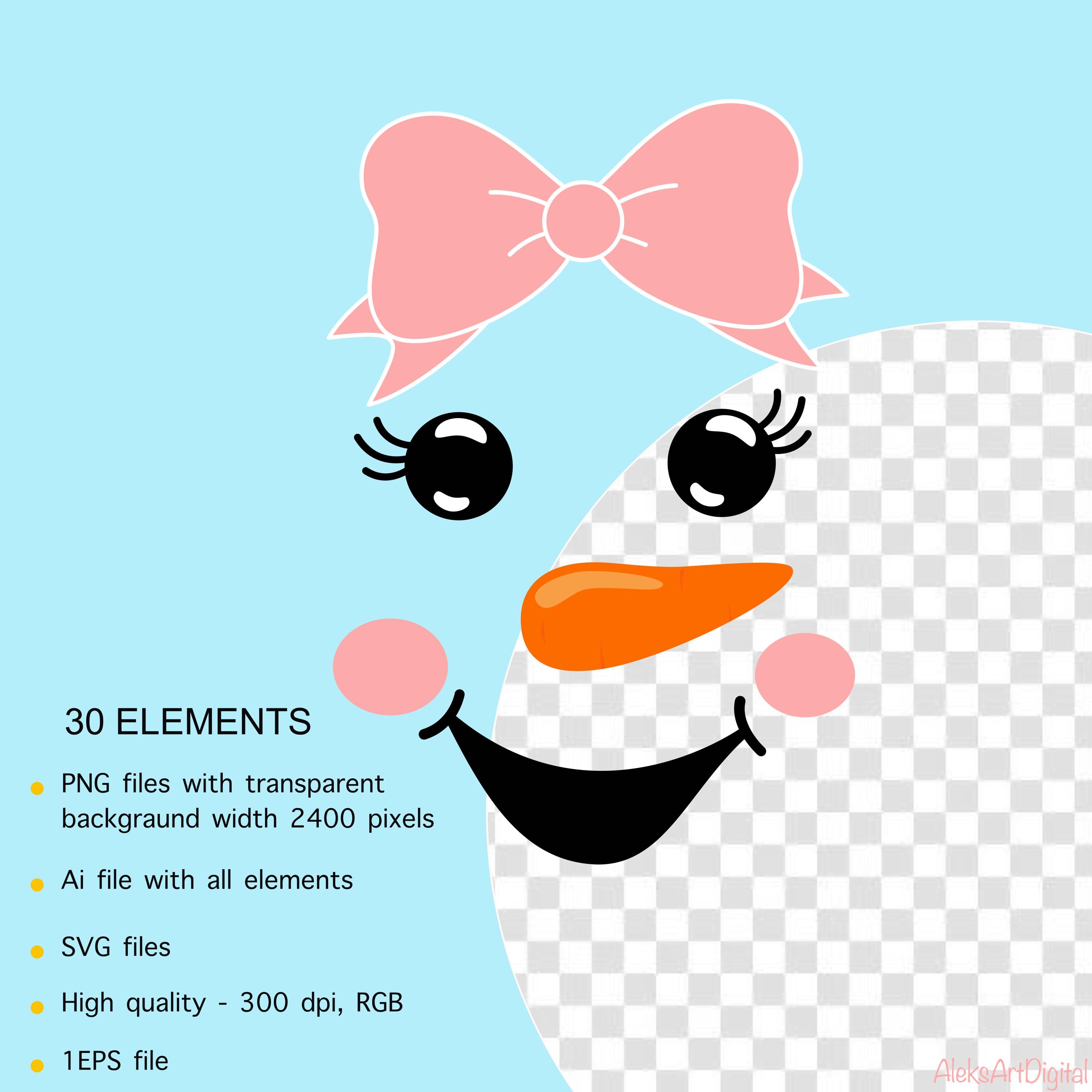 Snowman Face Clipart: Winter Christmas SVG PNG EPS Set (digital ...