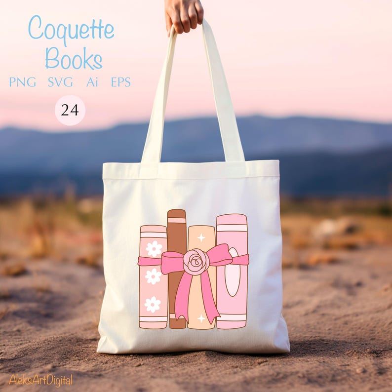 Coquette Books 24 SVG Clipart With Cute Pink Bows PNG Roses Pearl Beads ...