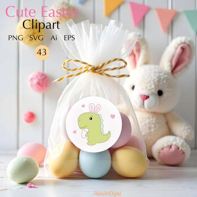 Easter Clipart: Bunny, Chick, Eggs - Pastel Spring PNG SVG (digital ...