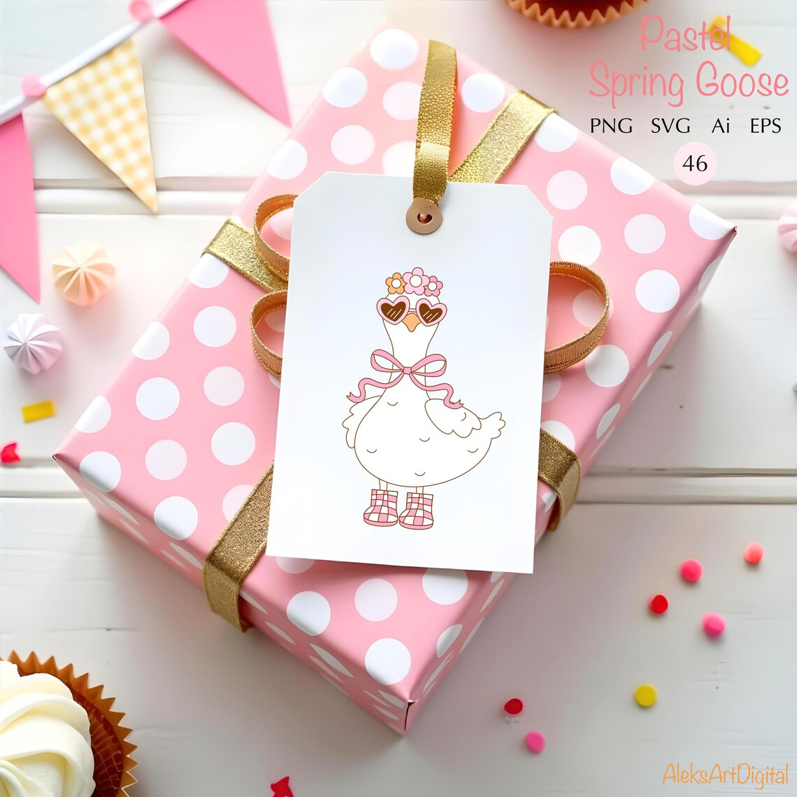 Cute Groovy Silly Goose Clipart Set 46 SVG PNG in Soft Pastel Colors ...