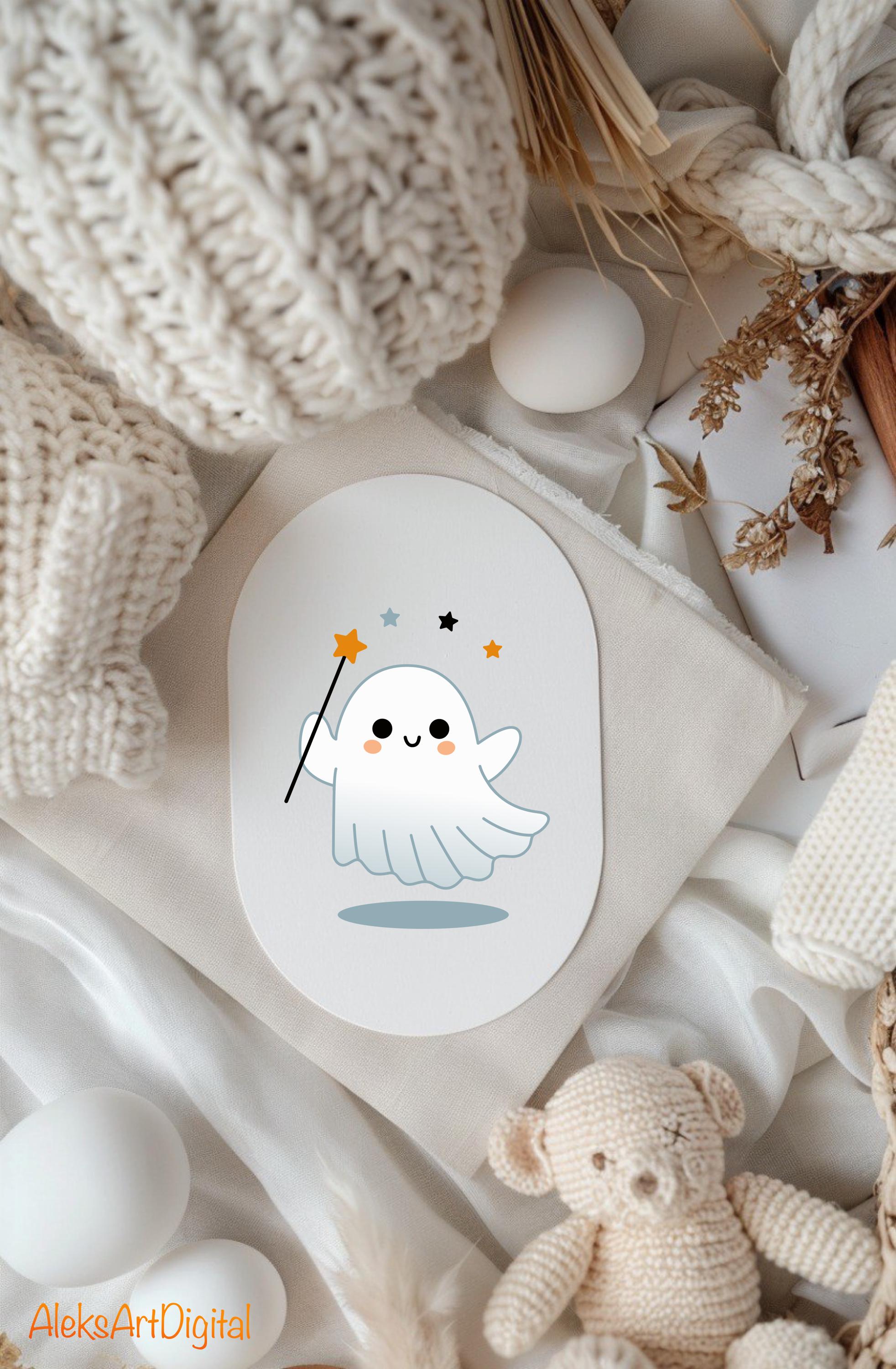 Ghost Star Clipart SVG, Set of Cute Cartoon Ghosts for Halloween PNG ...