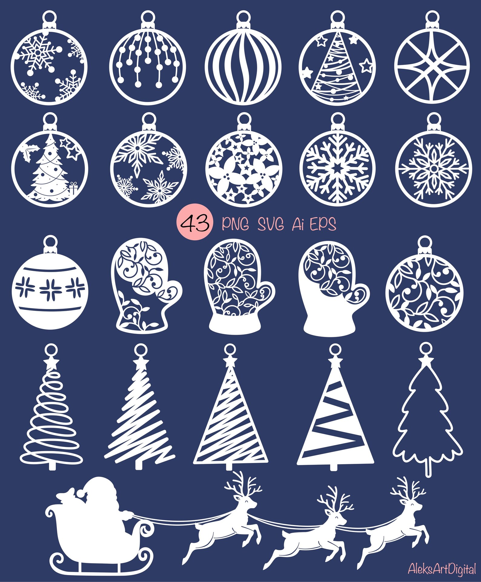 Christmas Balls Clipart SVG, Decorative Christmas Ornament New Year ...