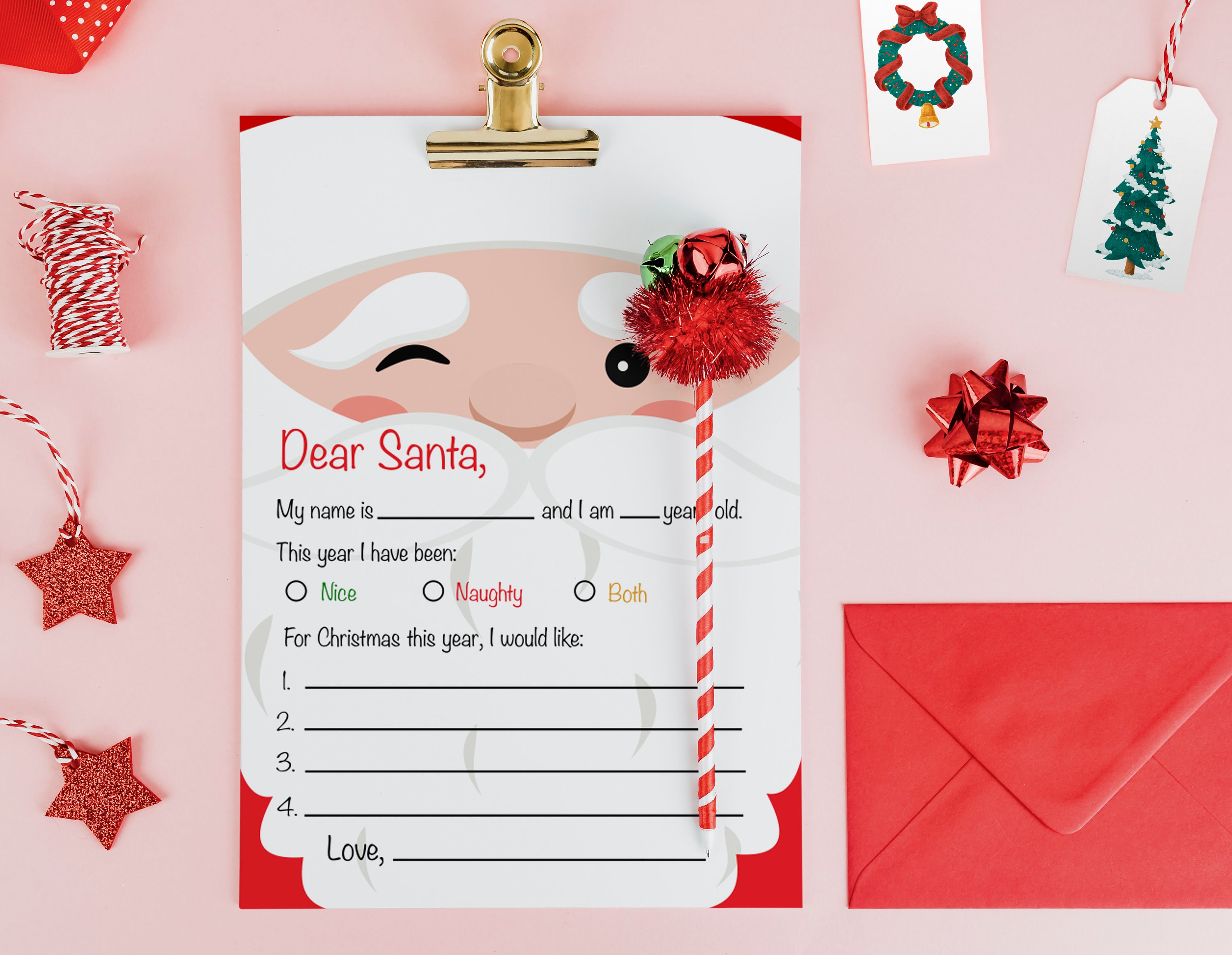 Carta de Papá Noel, carta imprimible de Papá Noel, acceso instantáneo ...