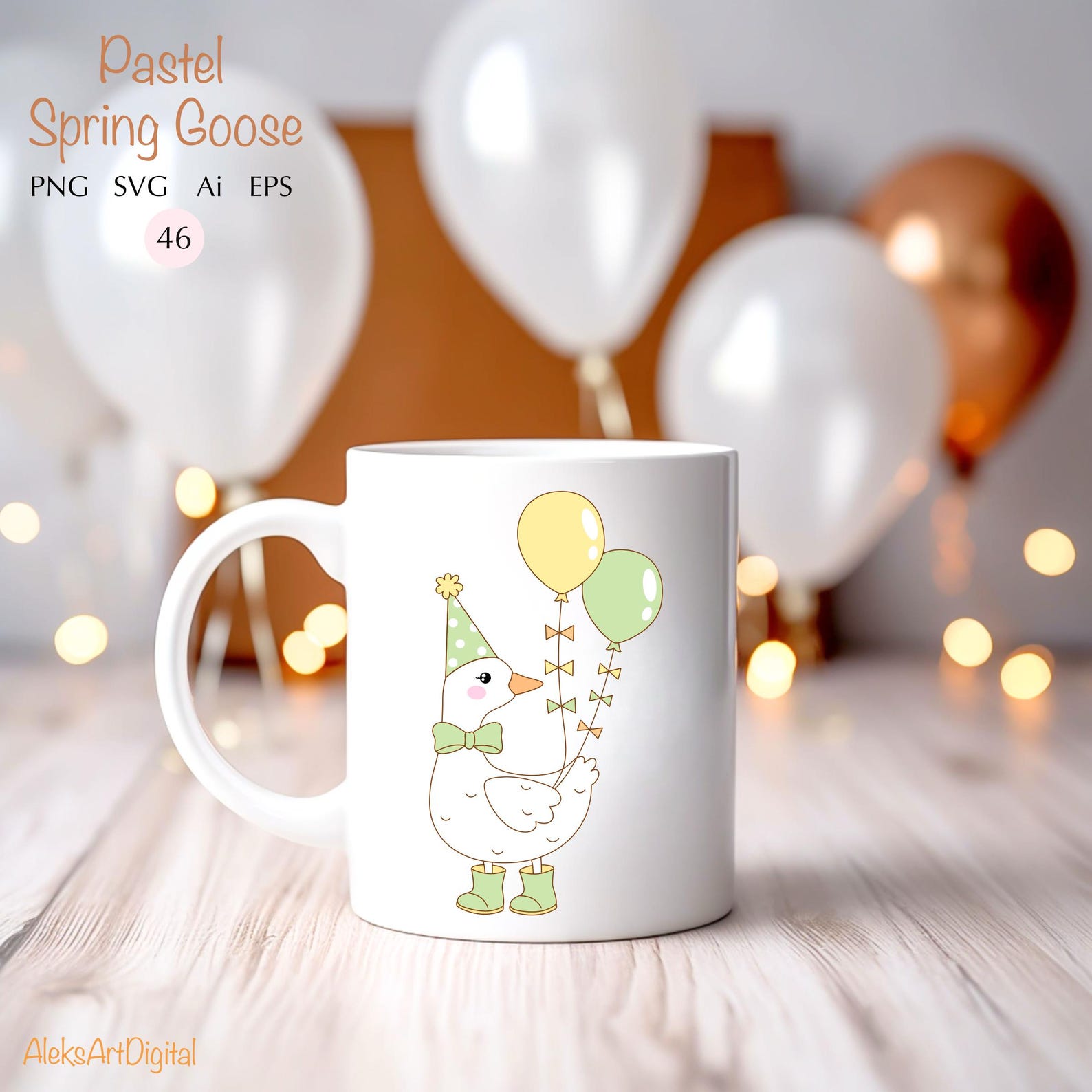 Cute Groovy Silly Goose Clipart Set 46 SVG PNG in Soft Pastel Colors ...