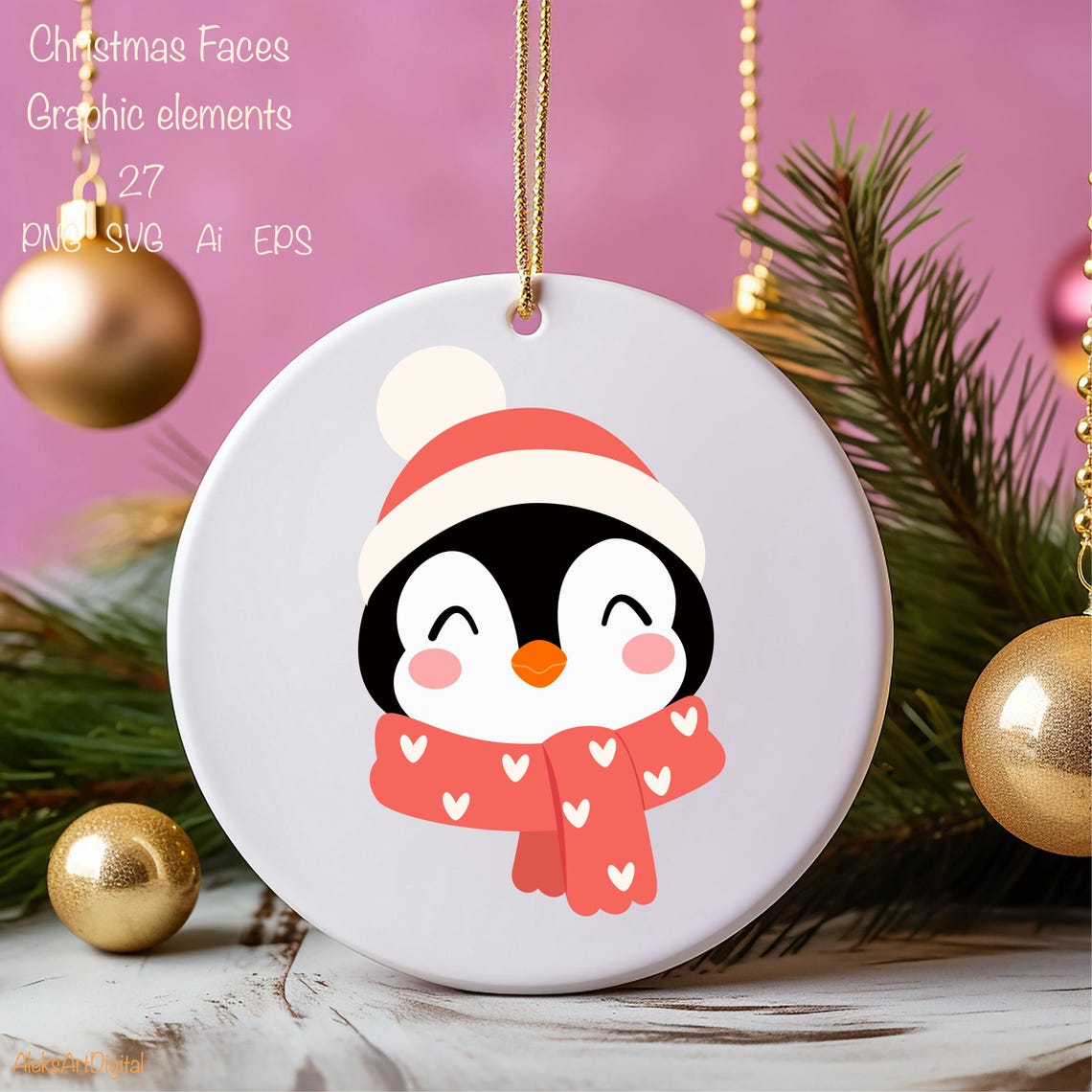 Christmas Animal Faces Clipart: 27 Winter Vector Images (PNG, SVG) - Etsy