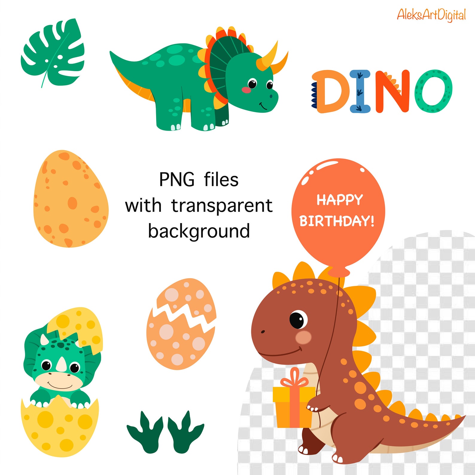 Dinosaur Birthday Clip Art SVG, Baby Dinosaur Bundle for Children's ...
