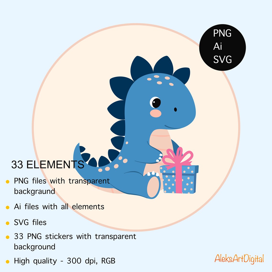 Dinosaur Birthday Clip Art SVG, Baby Dinosaur Bundle for Children's ...