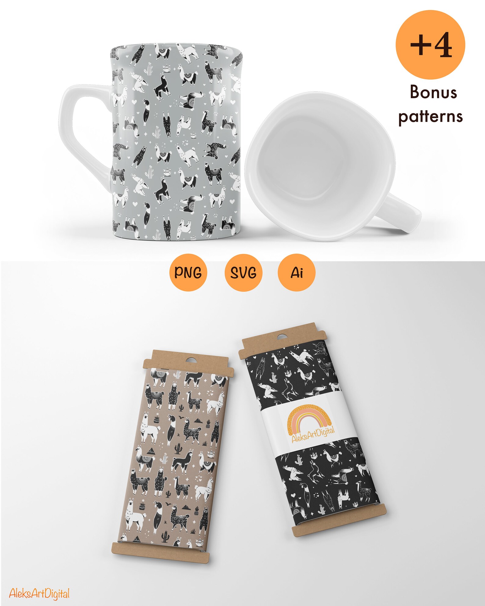 Alpaca Bundles SVG Black and White Graphic Image of Llamas. Set of 25 ...