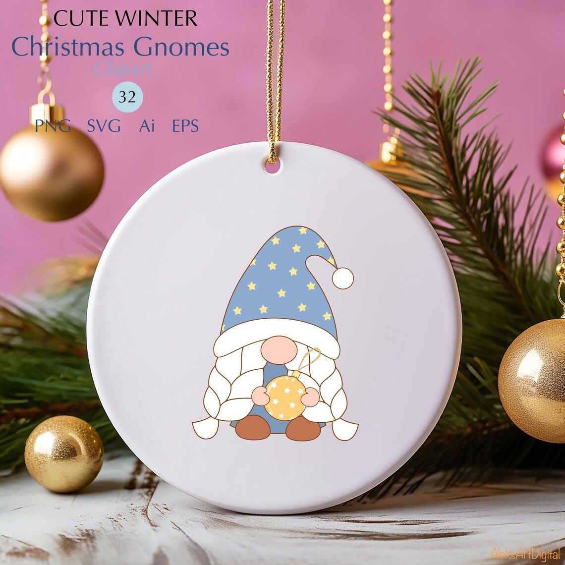 Christmas Gnomes Clipart: 32 Winter Holiday Vector Illustrations (SVG ...