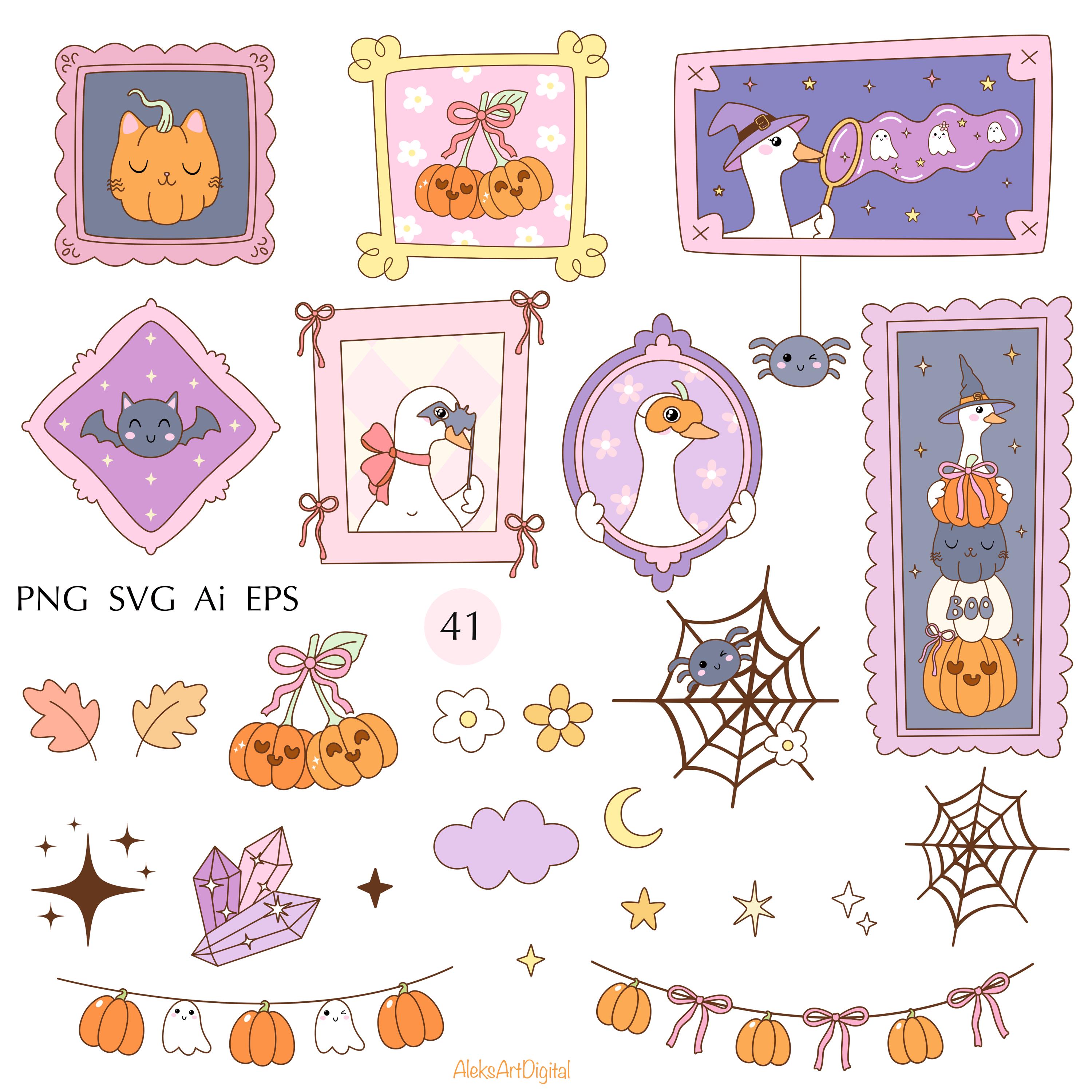 Spooky Goose Halloween Frames SVG Clipart Creepy Goose Portraits PNG ...