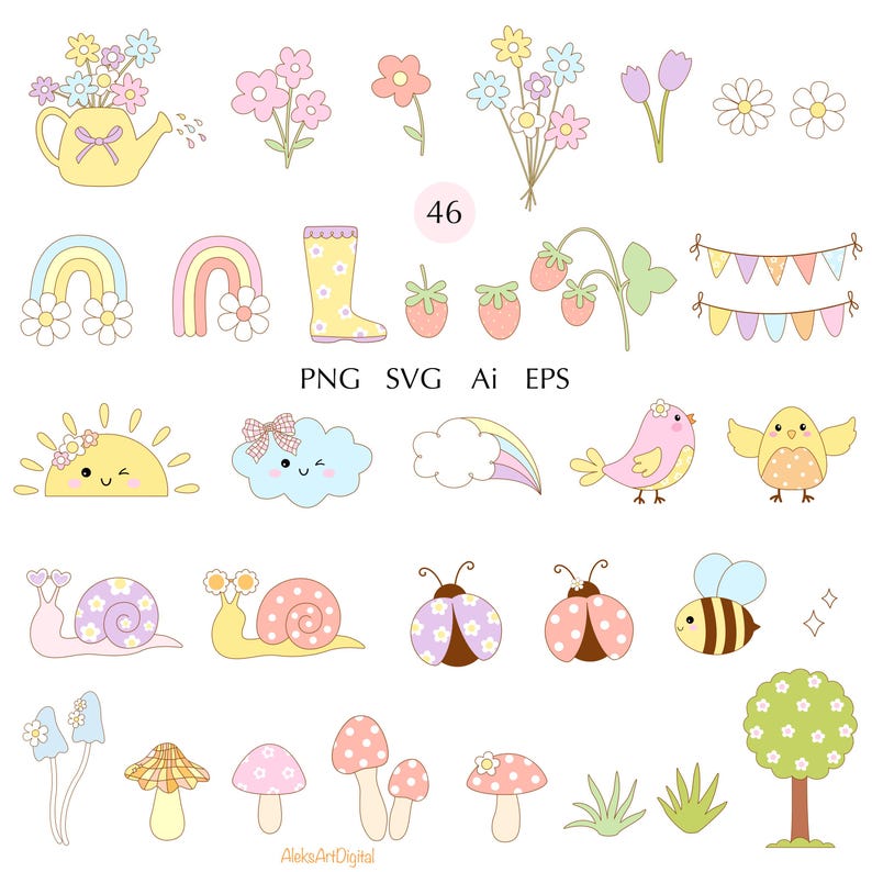 Cute Groovy Silly Goose Clipart Set 46 SVG PNG in Soft Pastel Colors ...
