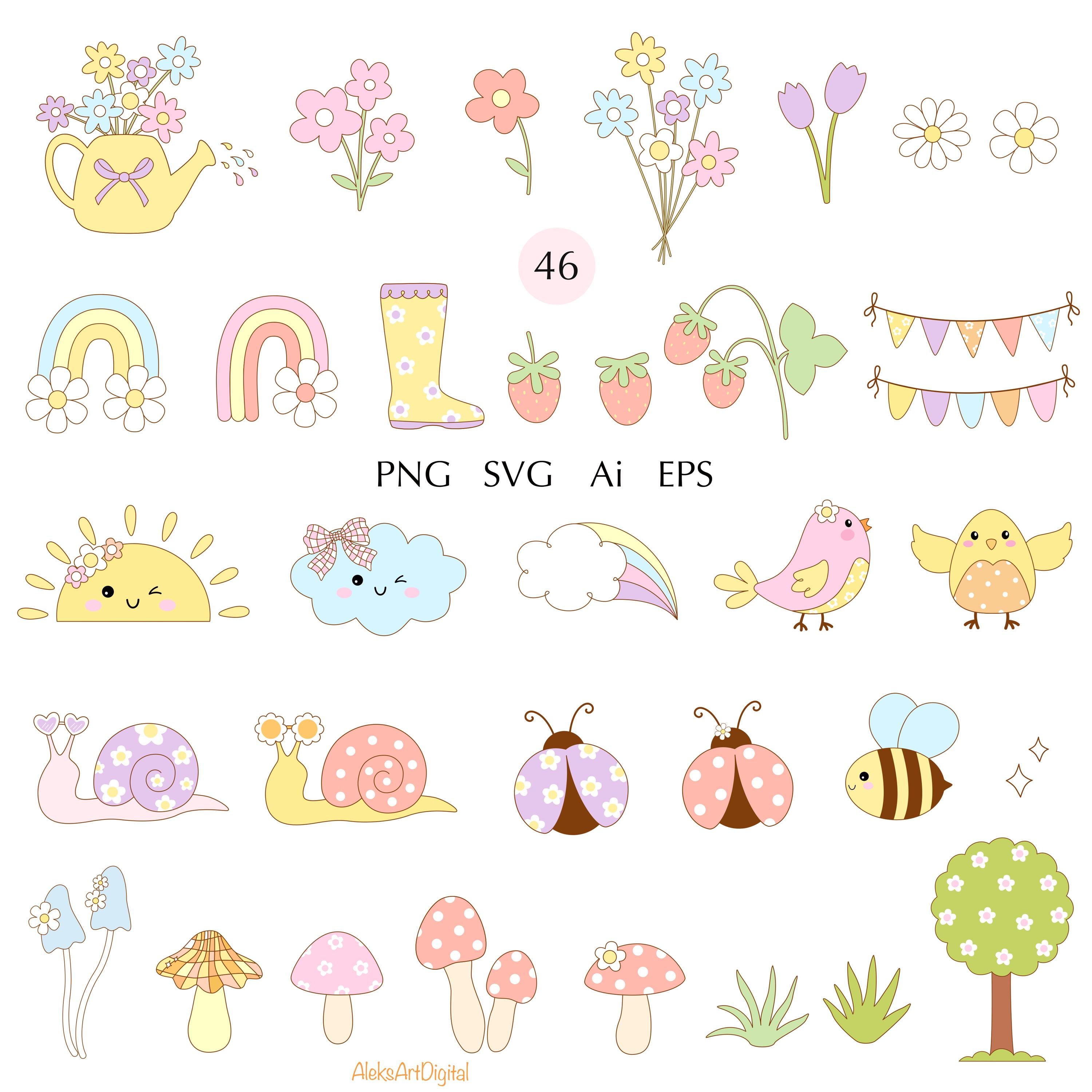 Cute Groovy Silly Goose Clipart Set 46 SVG PNG in Soft Pastel Colors ...
