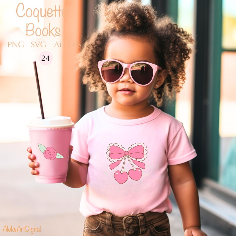 Coquette Books 24 SVG Clipart With Cute Pink Bows PNG Roses Pearl Beads ...