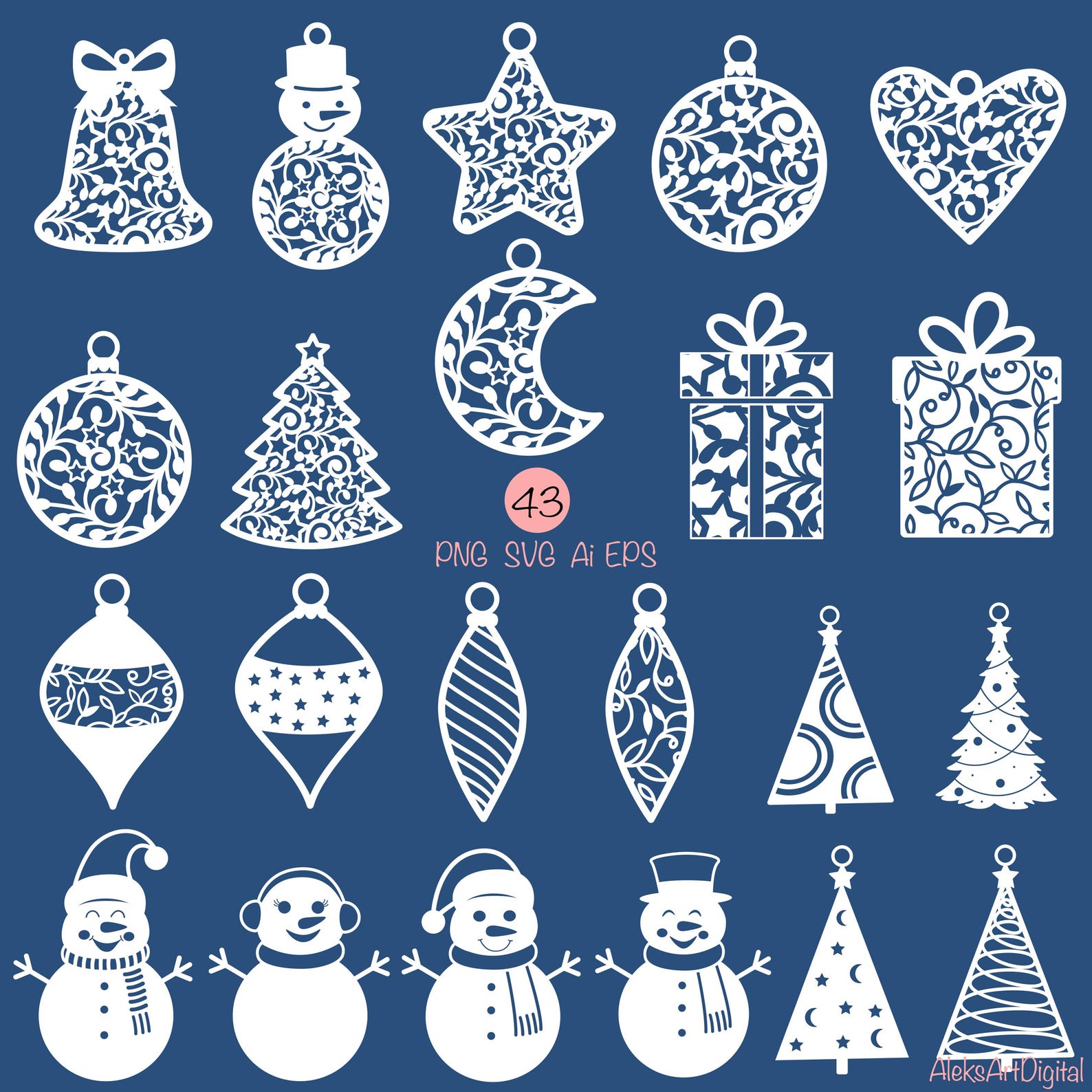 Christmas Balls Clipart SVG, Decorative Christmas Ornament New Year ...