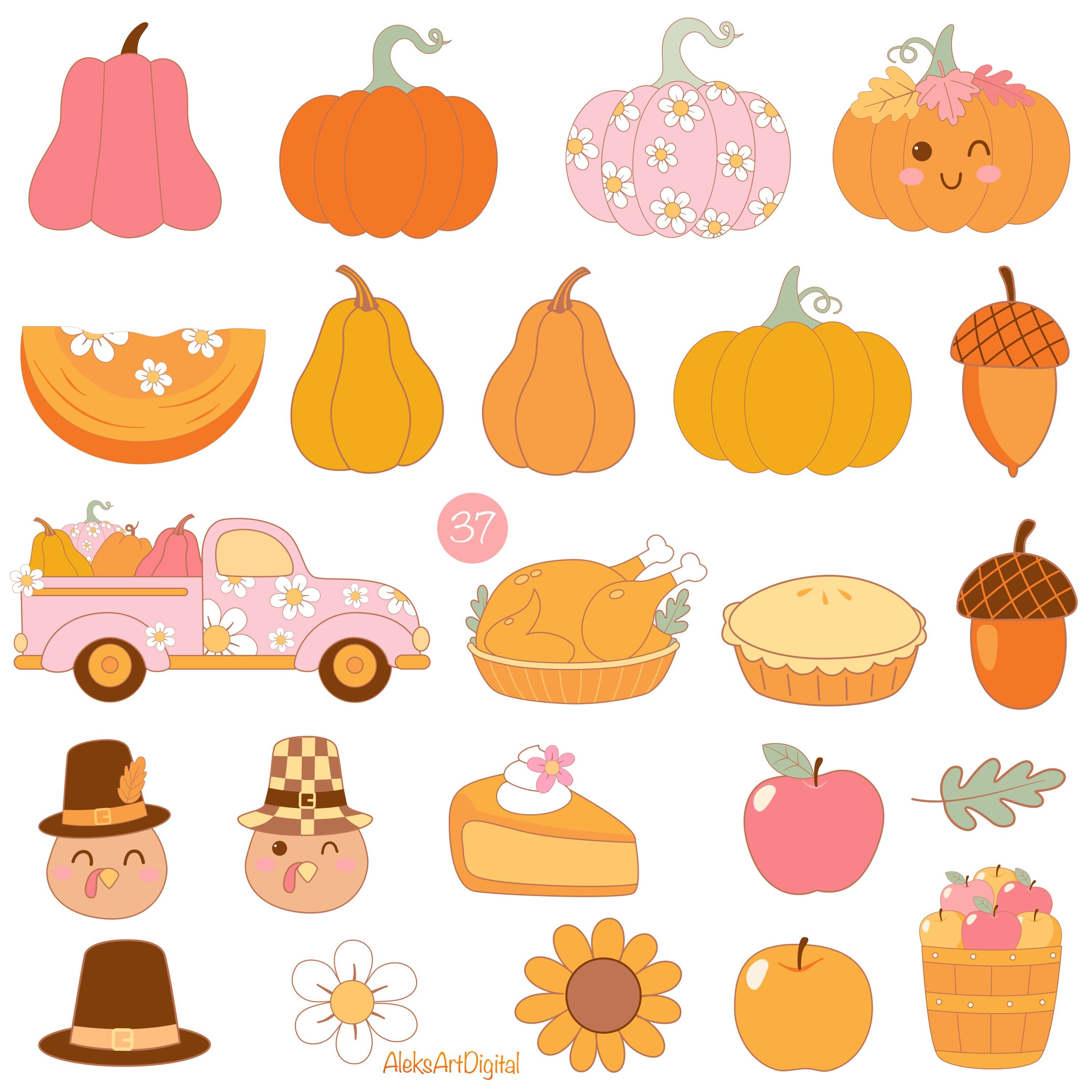 Turkey Clipart SVG Thanksgiving PNG Bundle Cute Retro Groovy Turkey in ...