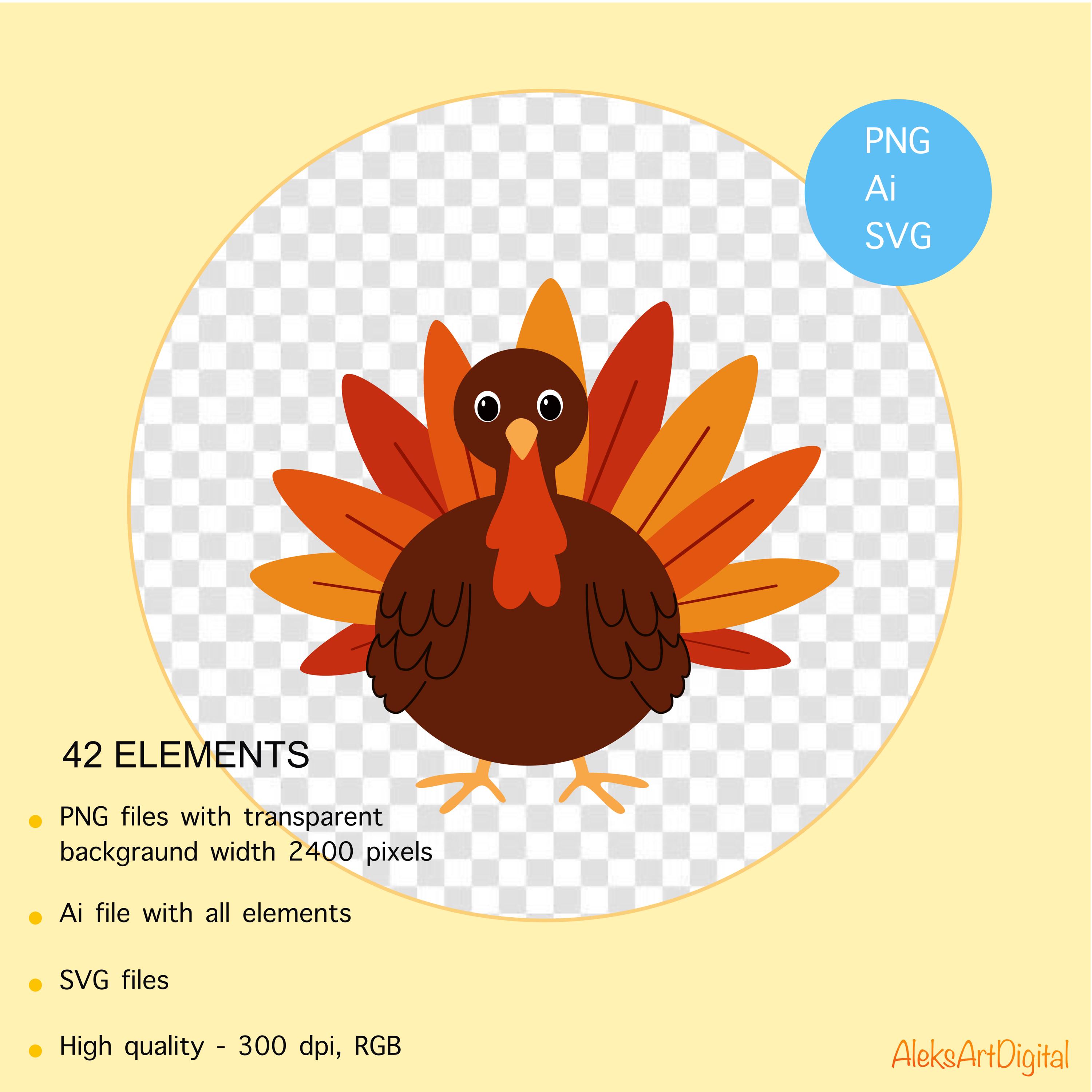 Thanksgiving Clipart: Autumn Graphic Elements, Vector Bundle (PNG, SVG ...