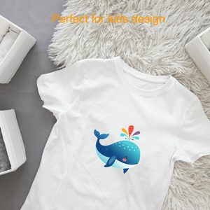 Baby Whale Clipart SVG, Set of Cute Baby Whale PNG in Watercolor Style ...