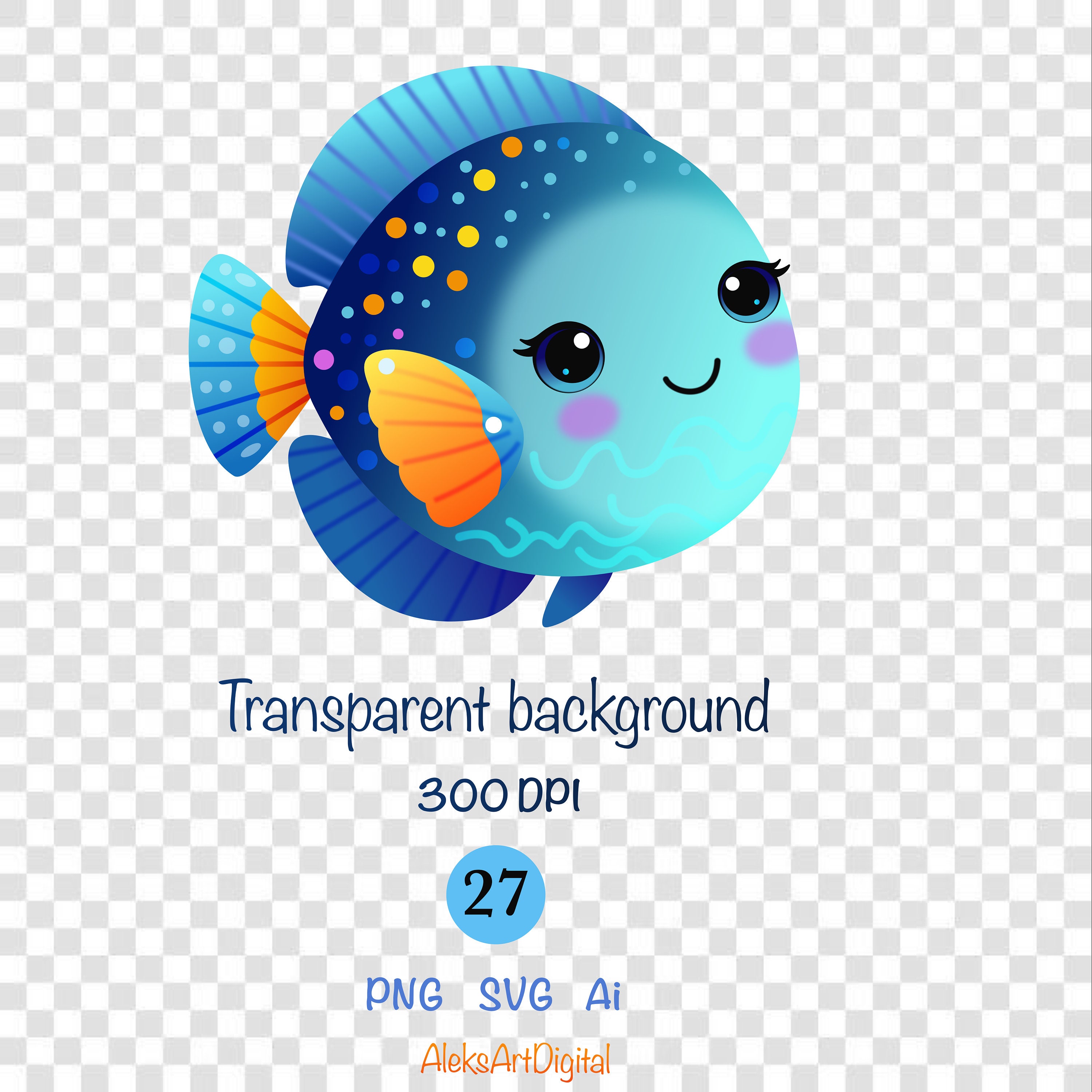Under the Sea Clipart: Fish, Jellyfish, Octopus, Starfish (PNG, SVG, AI ...
