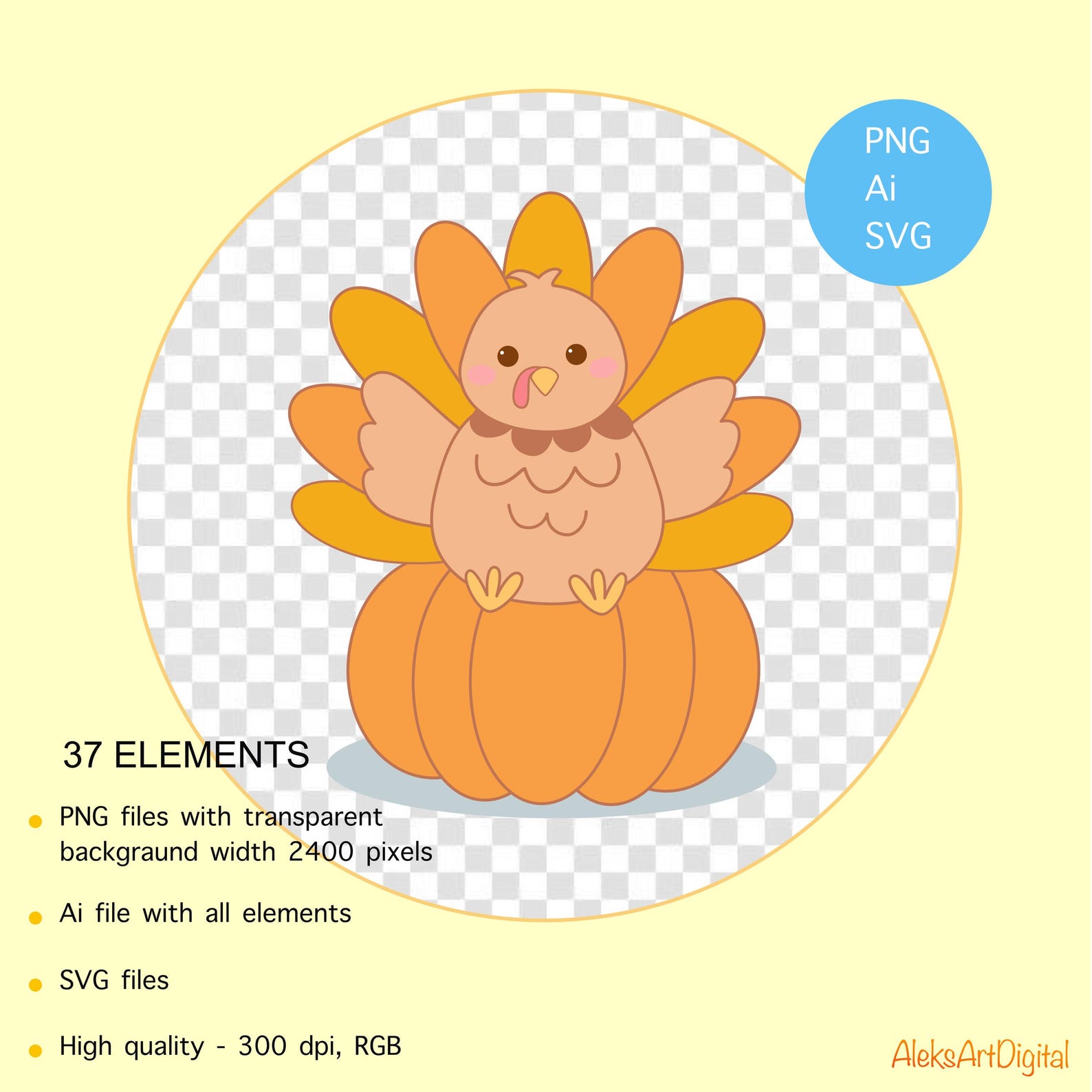 Turkey Clipart SVG Thanksgiving PNG Bundle Cute Turkey in Warm Autumn ...