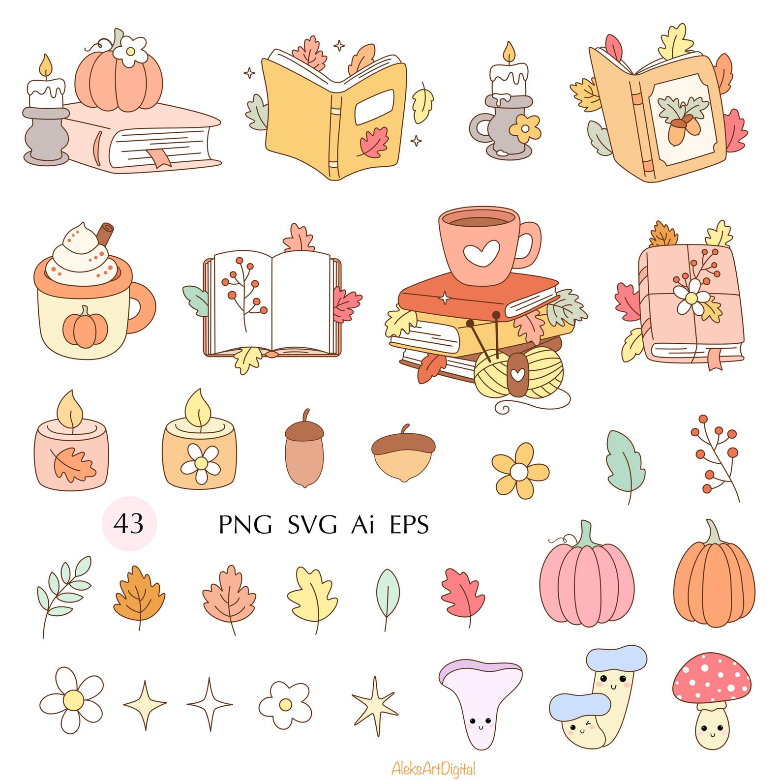 Fall Bookish Clipart 43 SVG Autumn Reading Png Cozy Readers Png Cozy ...