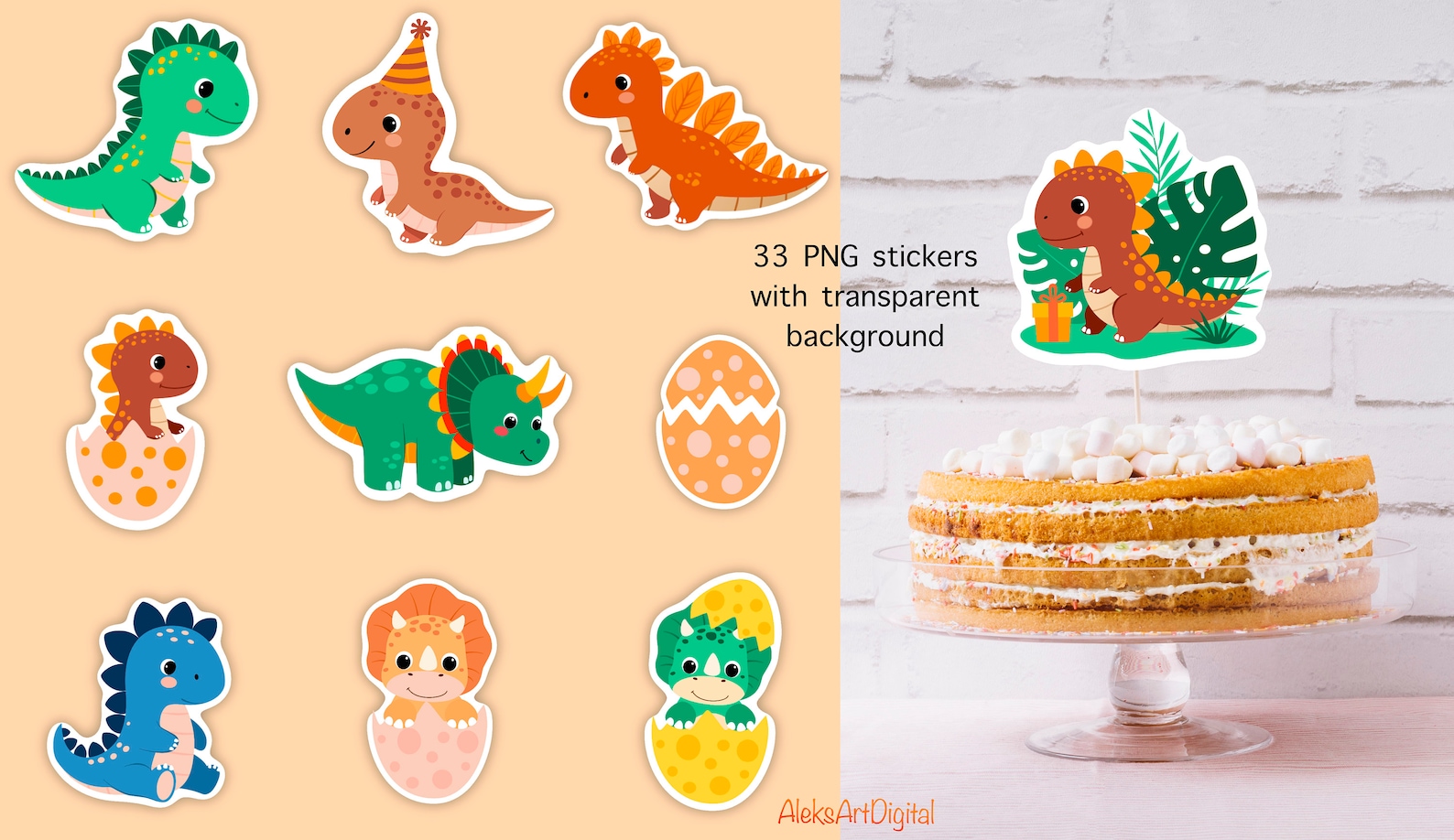 Dinosaur Birthday Clip Art SVG, Baby Dinosaur Bundle for Children's ...
