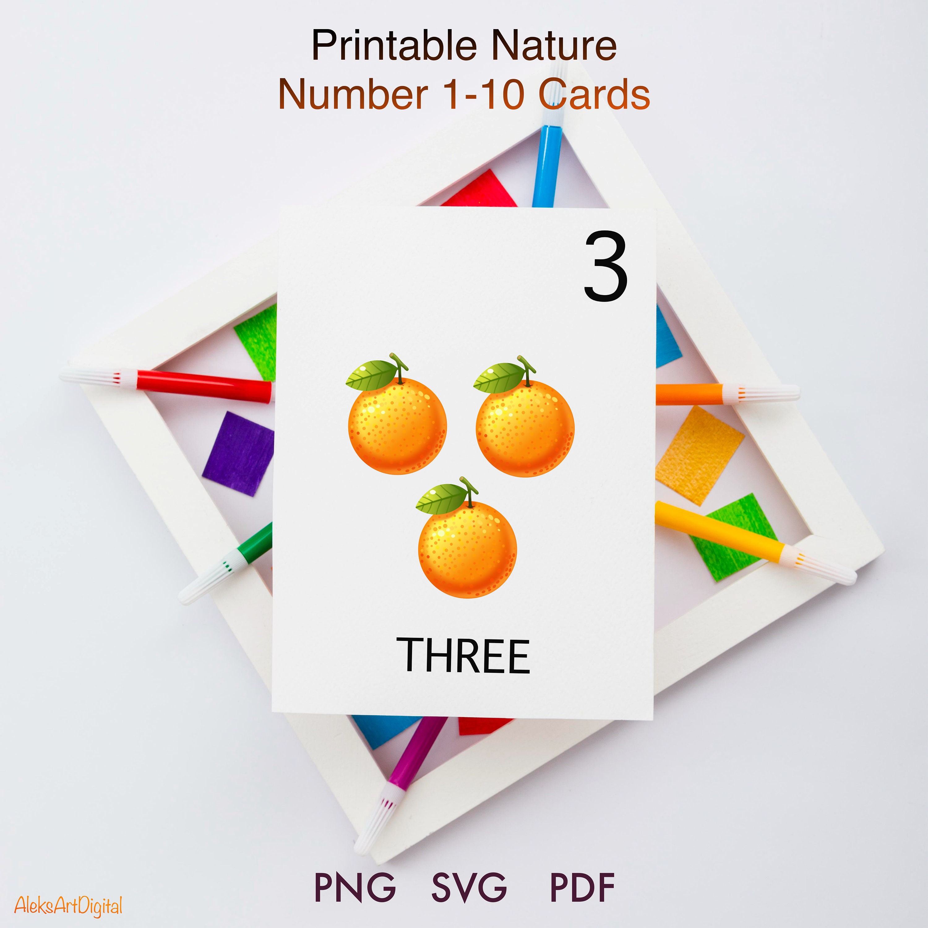 Nature Number Flash Cards 1-10: Montessori Homeschool Printable ...